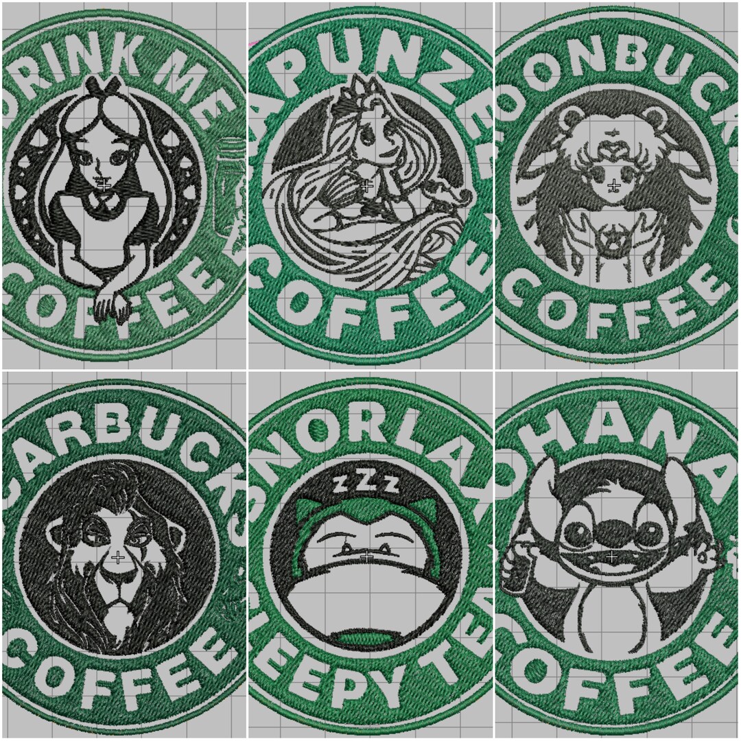 SET Starbucks Embroidery Patterns Collection 01 x6 Designs - Etsy