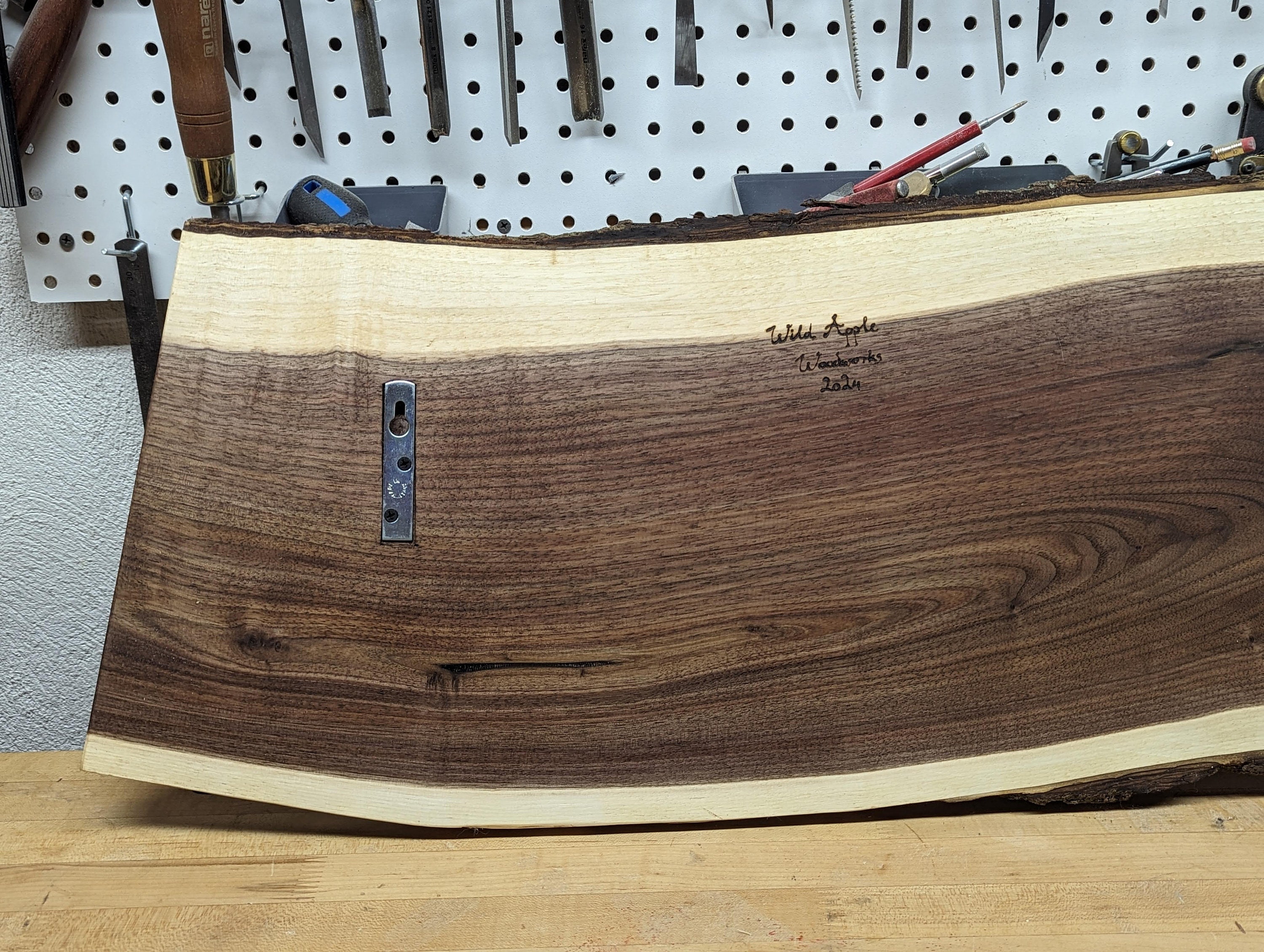 Easy to Install Live Edge Slab Coat Rack With Rail Spikes Hat Hanger ...