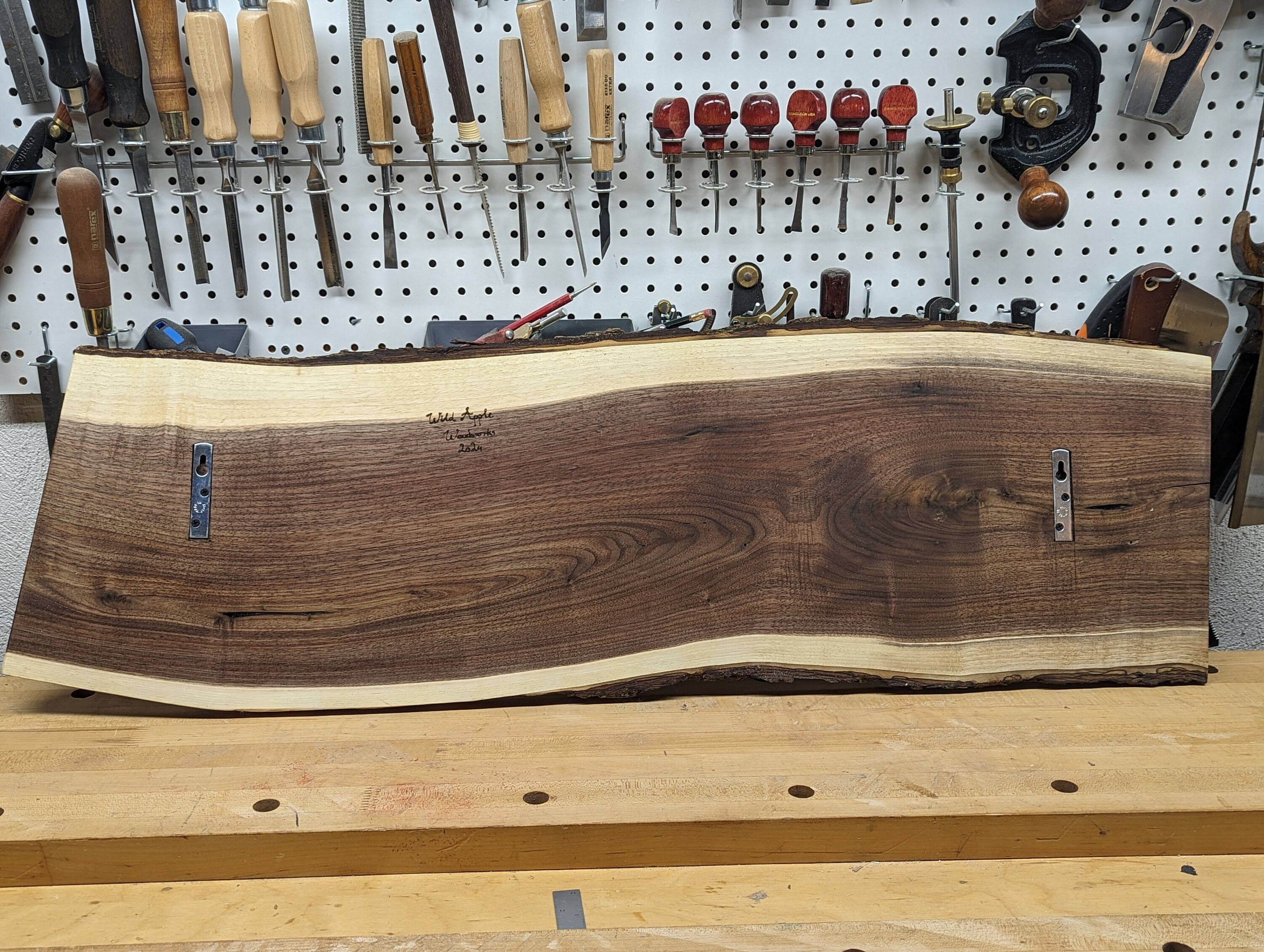 Easy to Install Live Edge Slab Coat Rack With Rail Spikes Hat Hanger ...