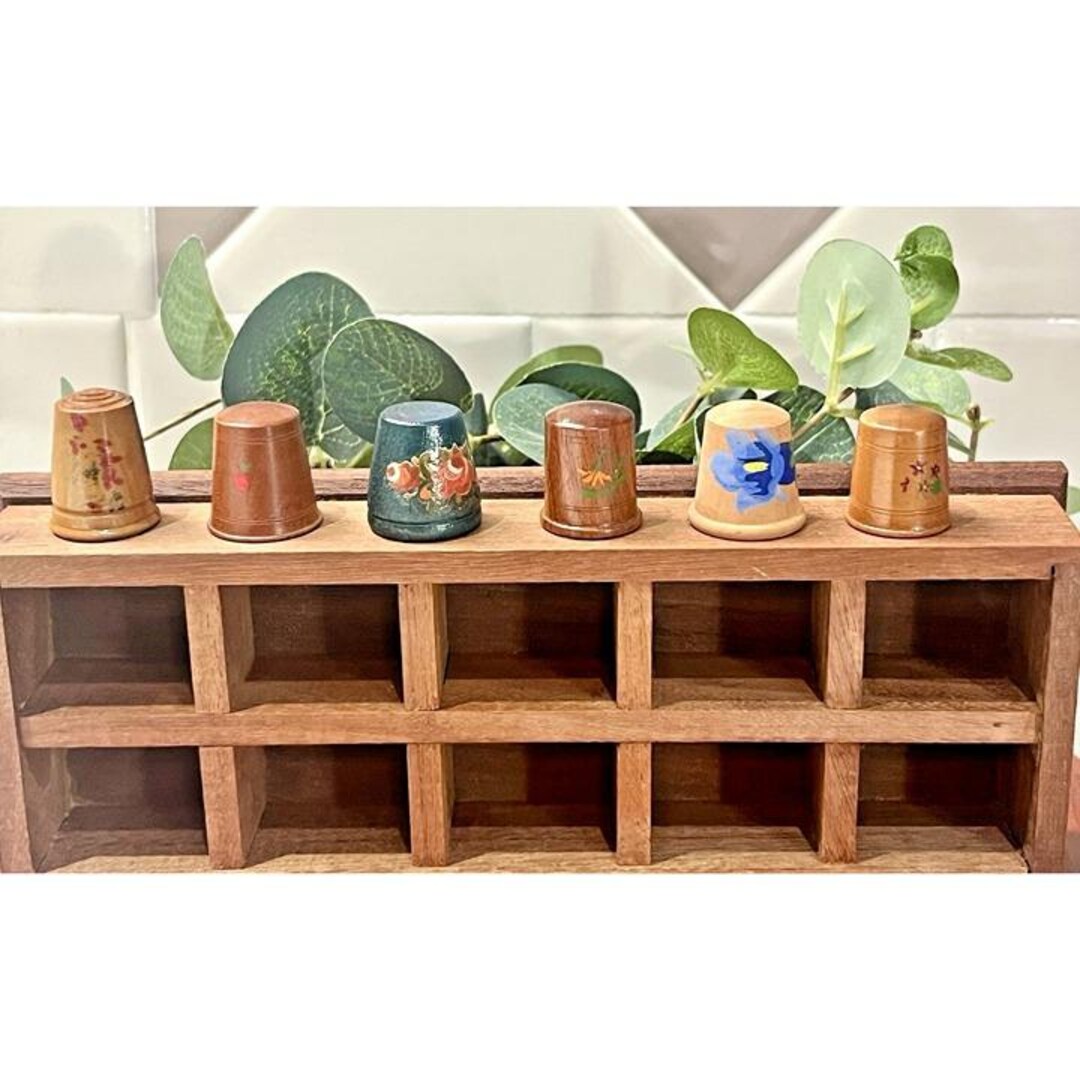 Vintage Thimble Collection Mixed Wooden Lot/6 USA - Switzerland and ...