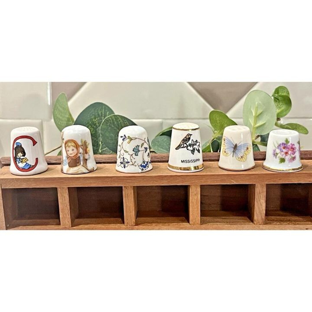 Vintage Thimble Collection Mixed Porcelain Lot/6 Butterfly Flowers ...