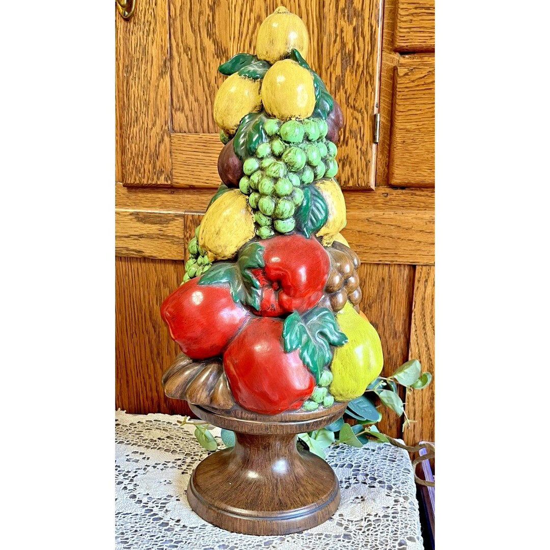Vintage 70s Fruit Topiary Centerpiece 16.5” Tall MCM Hand Painted on ...