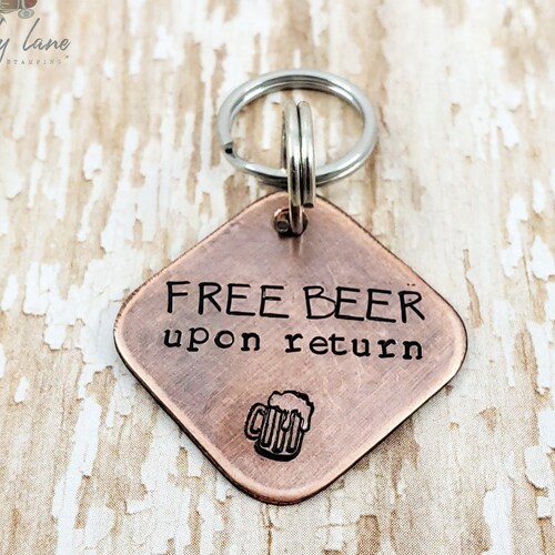Custom Hand Stamped Dog ID Tag Free Beer Personalized Dog - Etsy