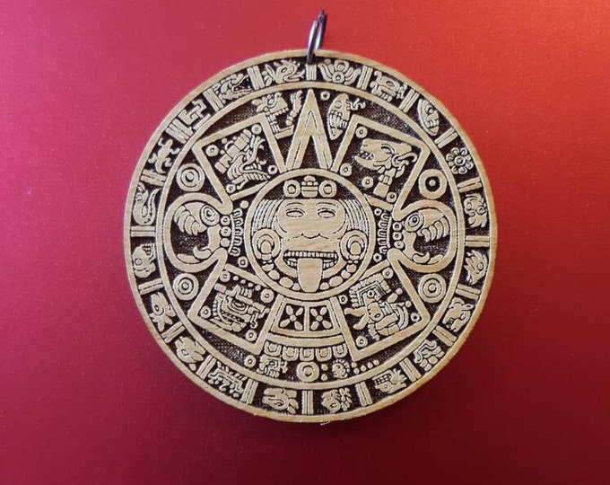 Laser-engraved Wooden Aztec Calendar Pendant - Etsy