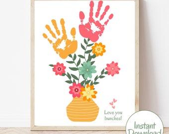 Flower Handprint Art, Spring Handprint Craft, Mothers Day Handprint ...