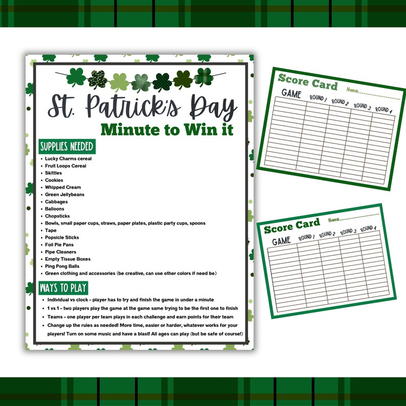 St Patrick's Day Minute to Win It | St Patrick's Day Game | Printable ...