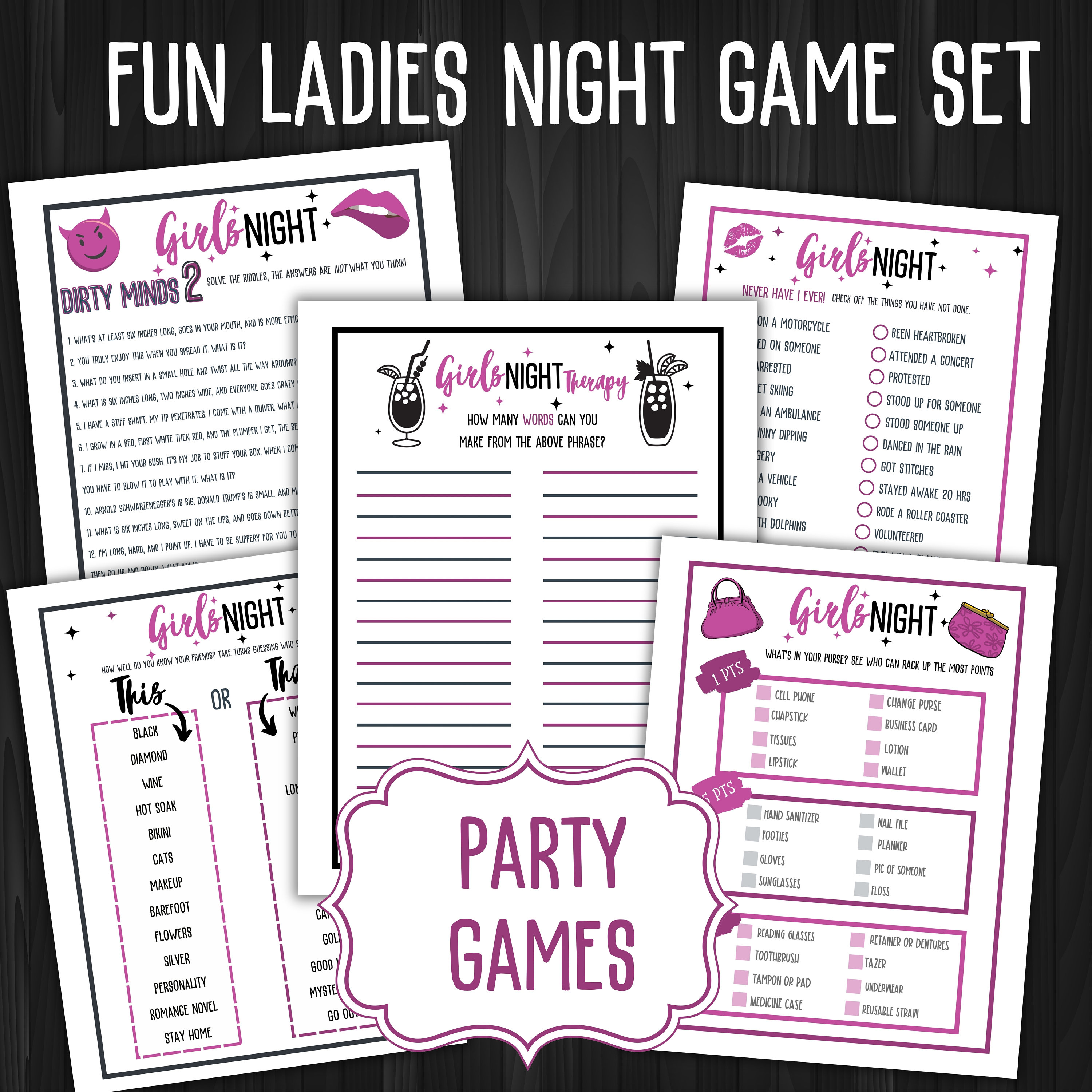 Girls Night Games Girls Night Out Ladies Night Games Adult Games Girls ...