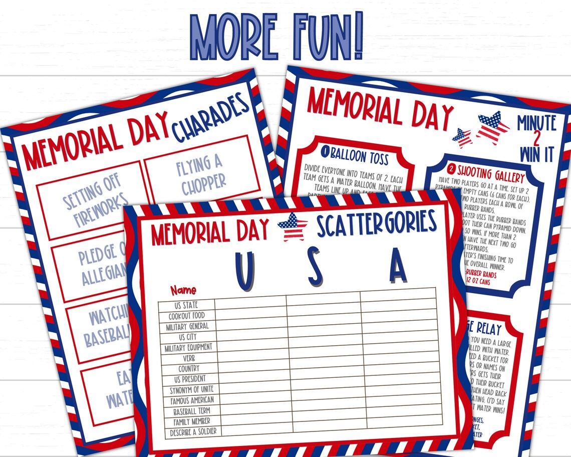 Memorial Day Games | Printable Memorial Day Games | Party Games ...