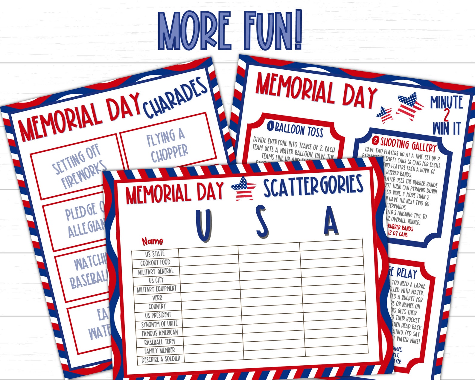Memorial Day Games | Printable Memorial Day Games | Party Games ...