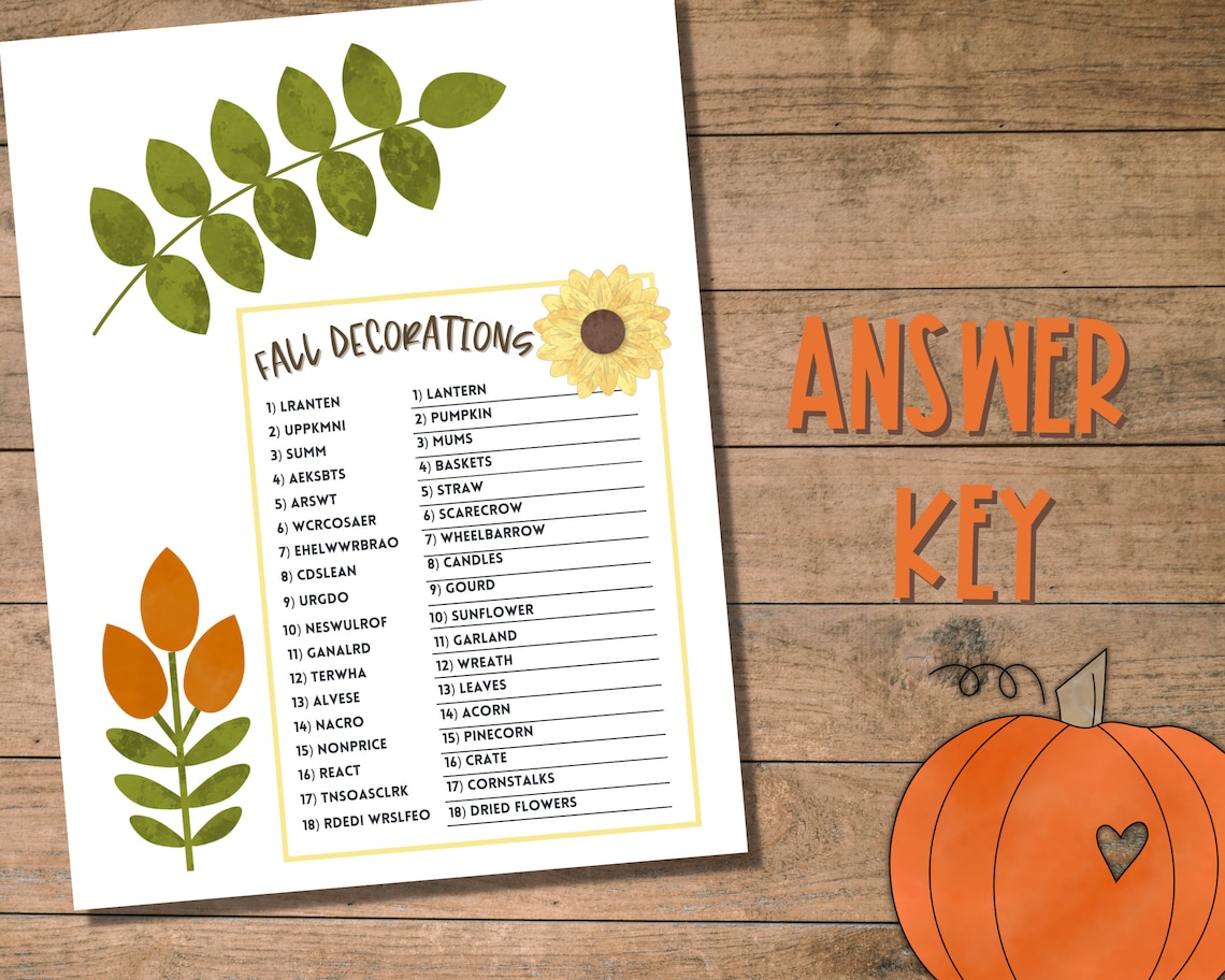 Fall Word Scramble, Autumn Word Scramble, Party Games, Fall Printable ...