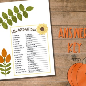 Fall Word Scramble, Autumn Word Scramble, Party Games, Fall Printable ...