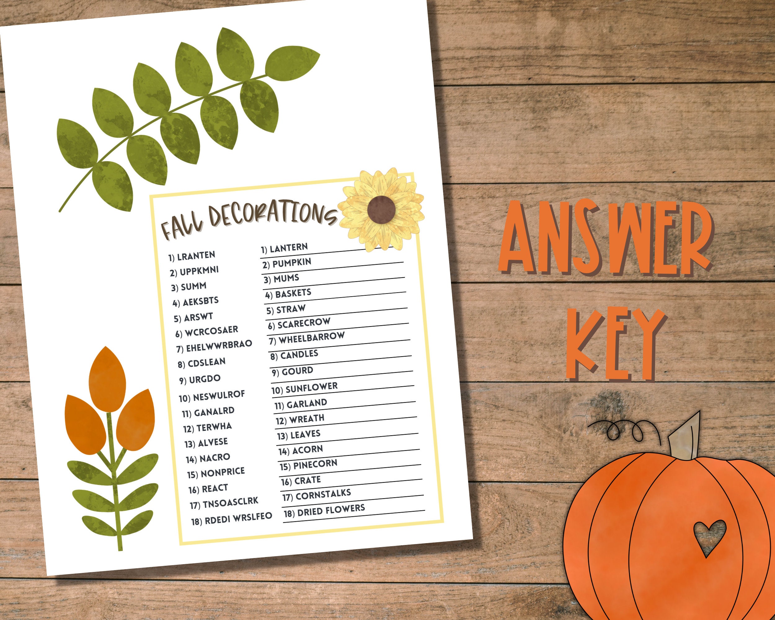 Fall Word Scramble, Autumn Word Scramble, Party Games, Fall Printable ...