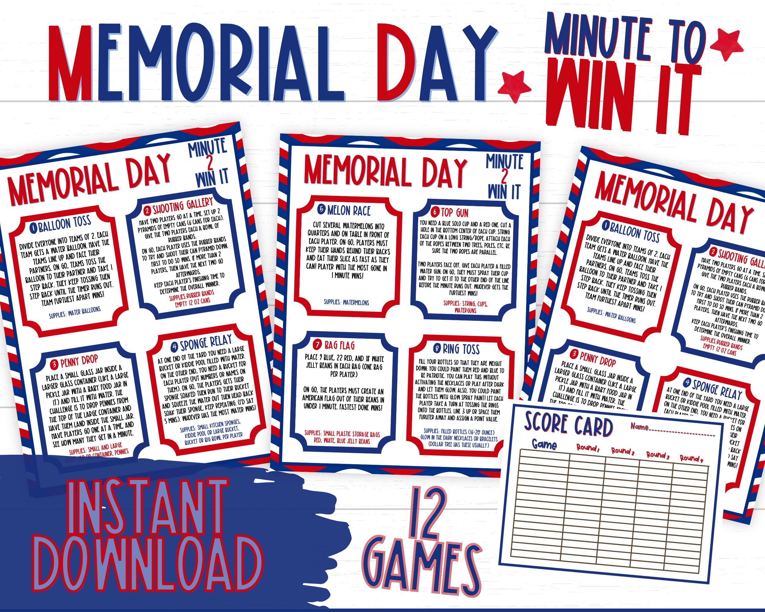 Memorial Day Minute to Win It | Memorial Day Game | Memorial Day Party ...