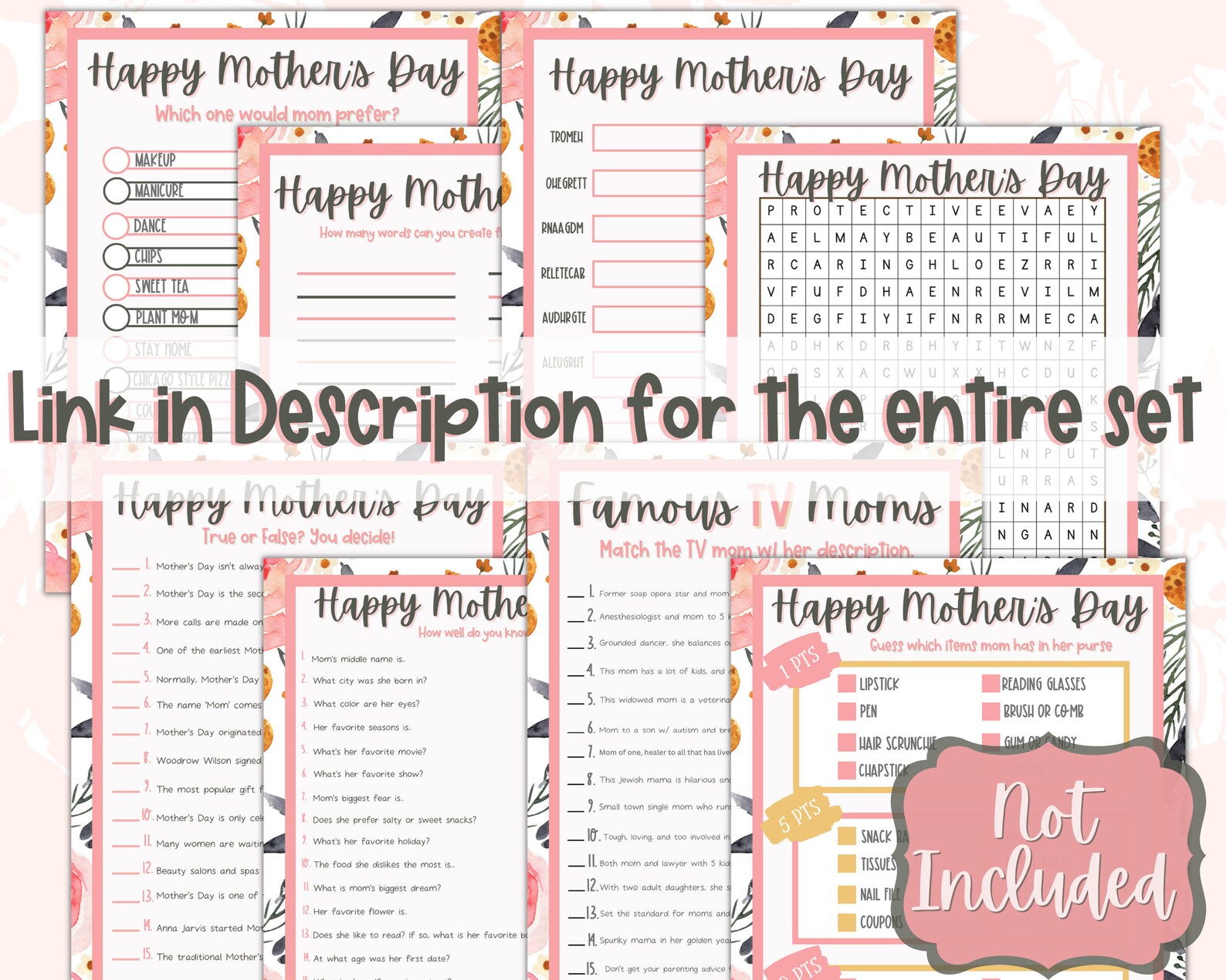 Mother's Day Famous TV Mom Game | Printable Mother's Day Game | Mother ...