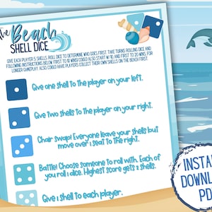 Beach Seashell Dice Game | Printable Summer Dice Game | Kids | Teen ...