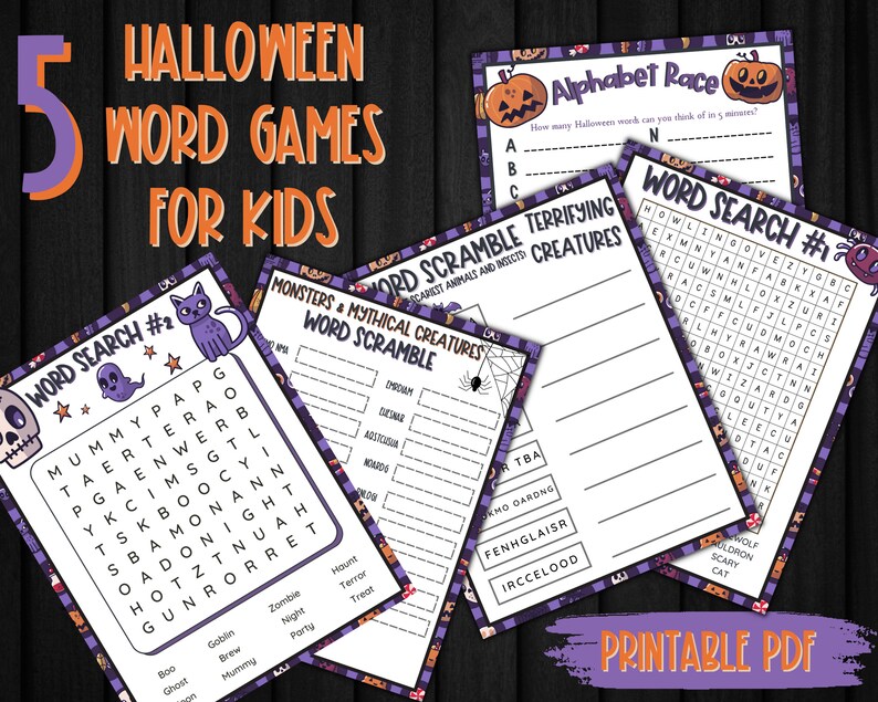 Printable Halloween Word Games, Halloween Word Scramble, Halloween Word ...