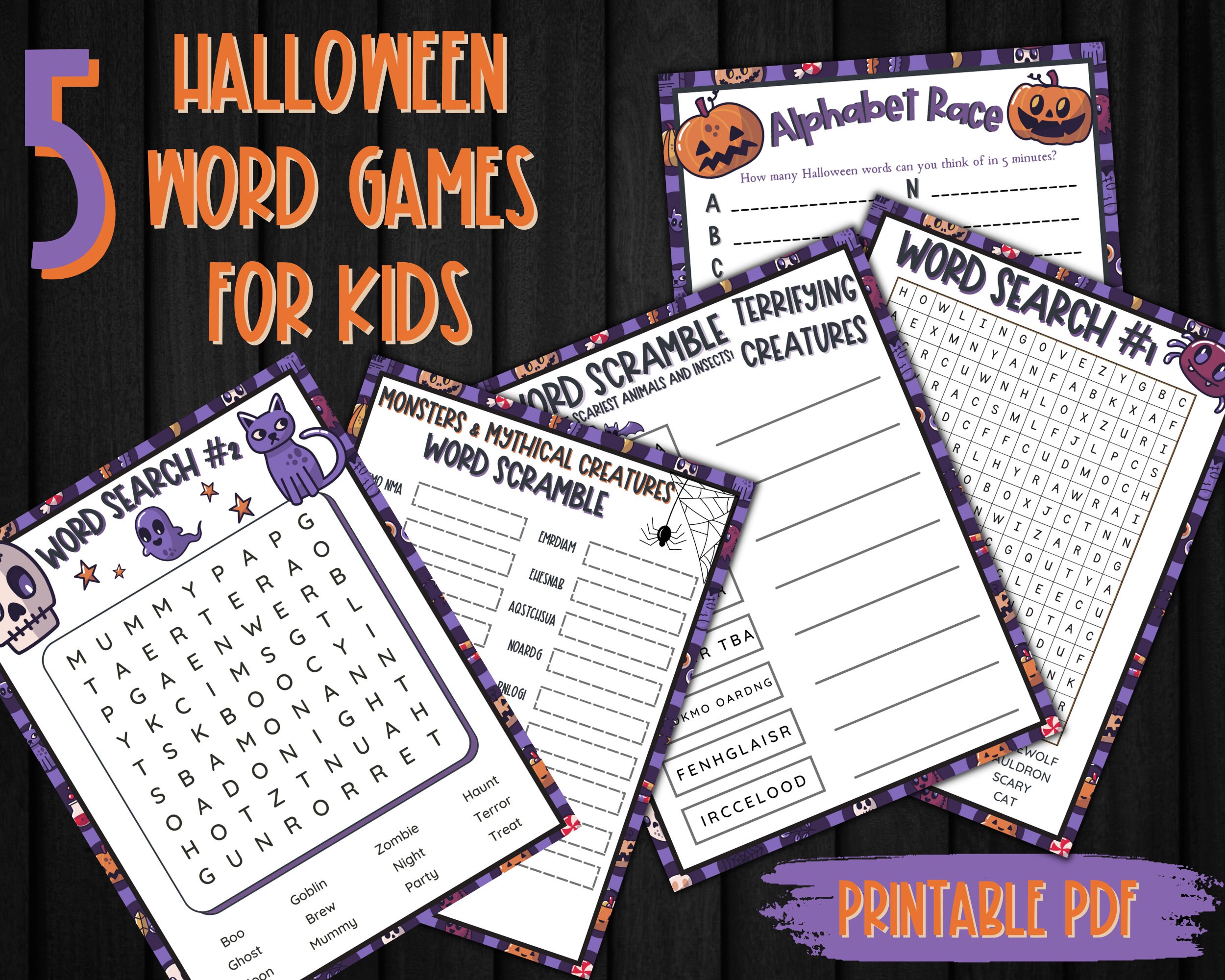 Printable Halloween Word Games, Halloween Word Scramble, Halloween Word Search, Kids Halloween ...
