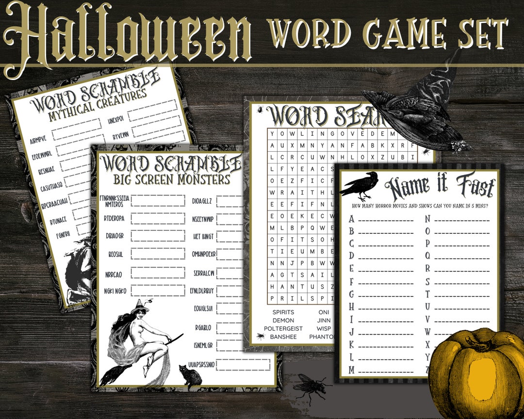 Halloween Word Games, Halloween Party Games, Halloween Printable Game ...