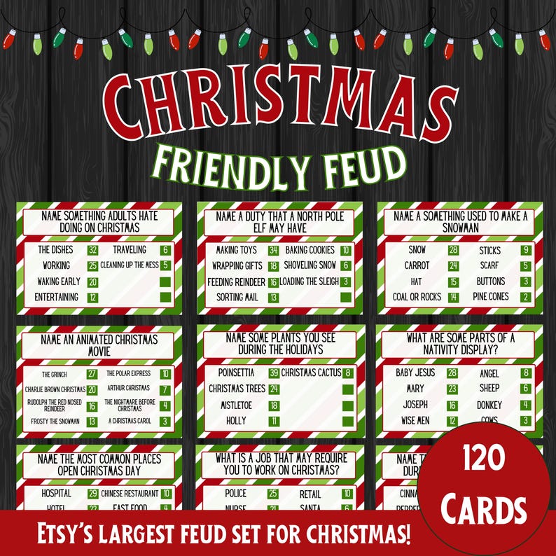 Christmas Family Feud, Printable Christmas Family Feud Game Bundle for ...