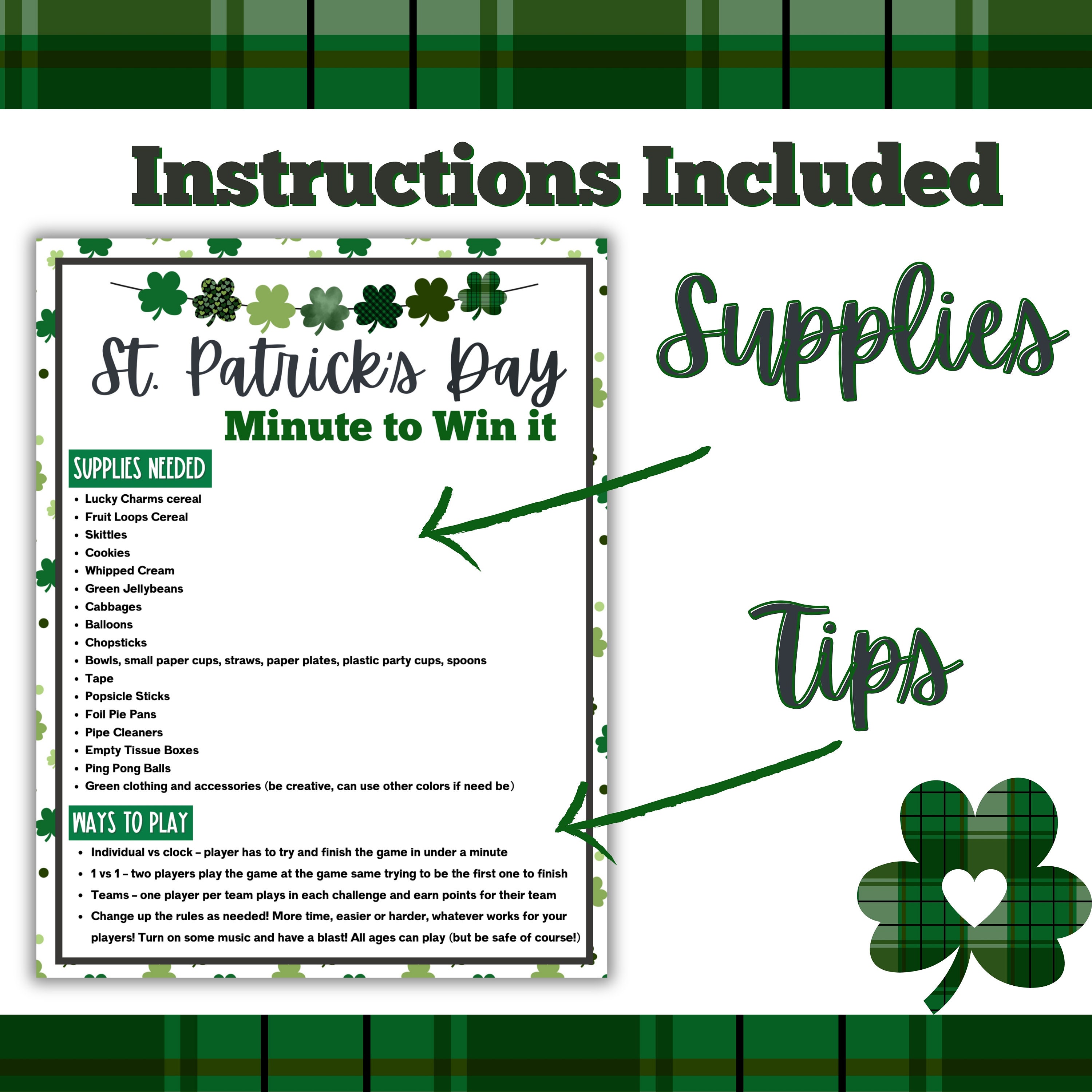 St Patrick's Day Minute to Win It | St Patrick's Day Game | Printable ...