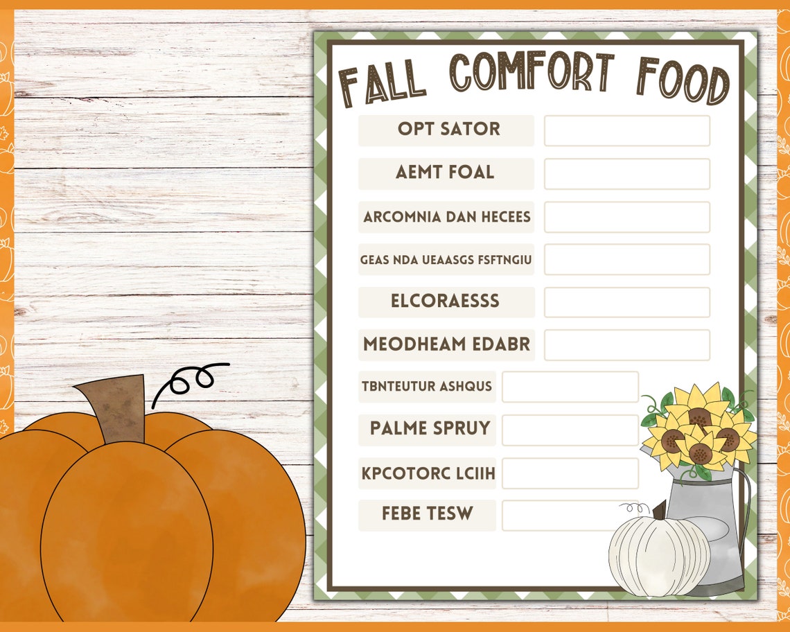 Fall Word Scramble Pack, Printable Word Scrambles, Fall Printable ...
