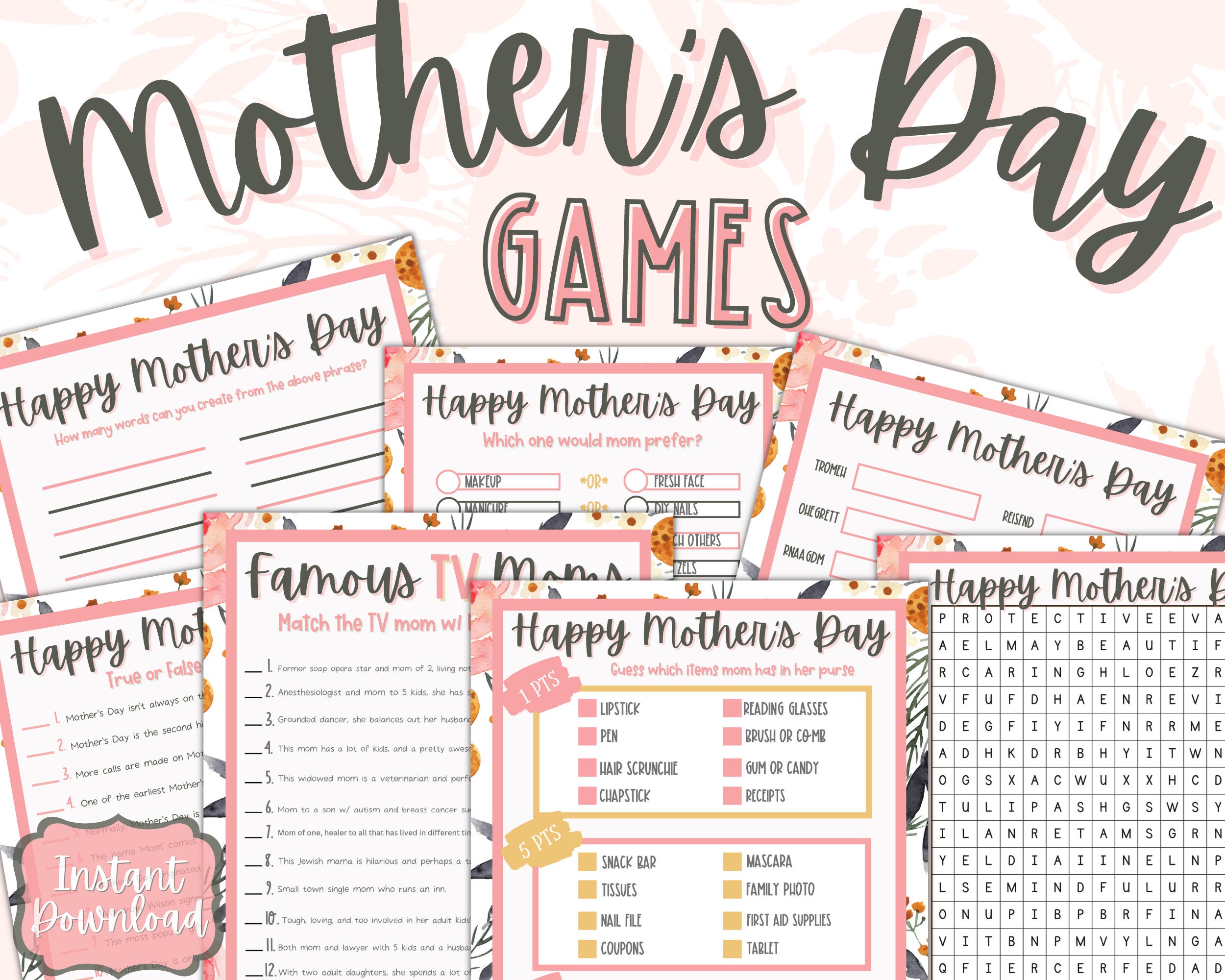 Mother's Day Game Bundle | Printable Mother's Day Games | Games for ...