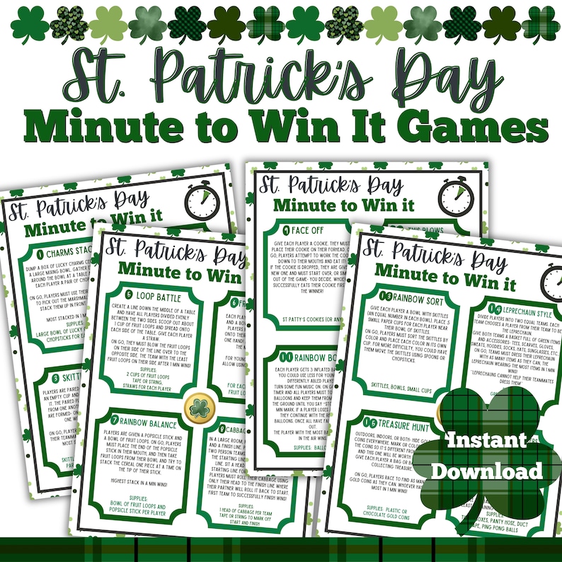 St Patrick's Day Minute to Win It | St Patrick's Day Game | Printable ...