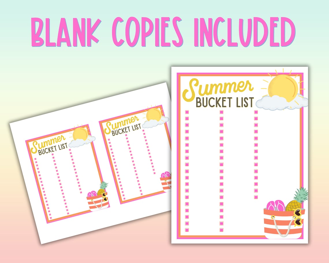 Summer Bucket List Printable Summer Activity Printable Summertime Game ...