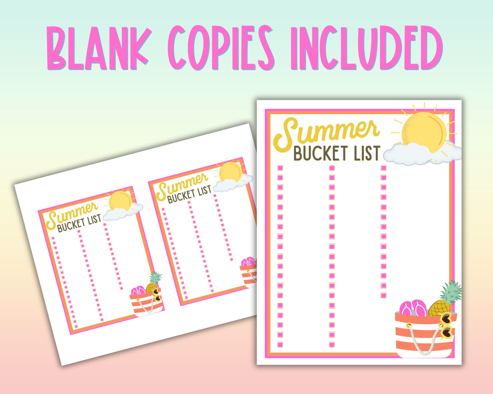 Summer Bucket List Printable Summer Activity Printable Summertime Game ...