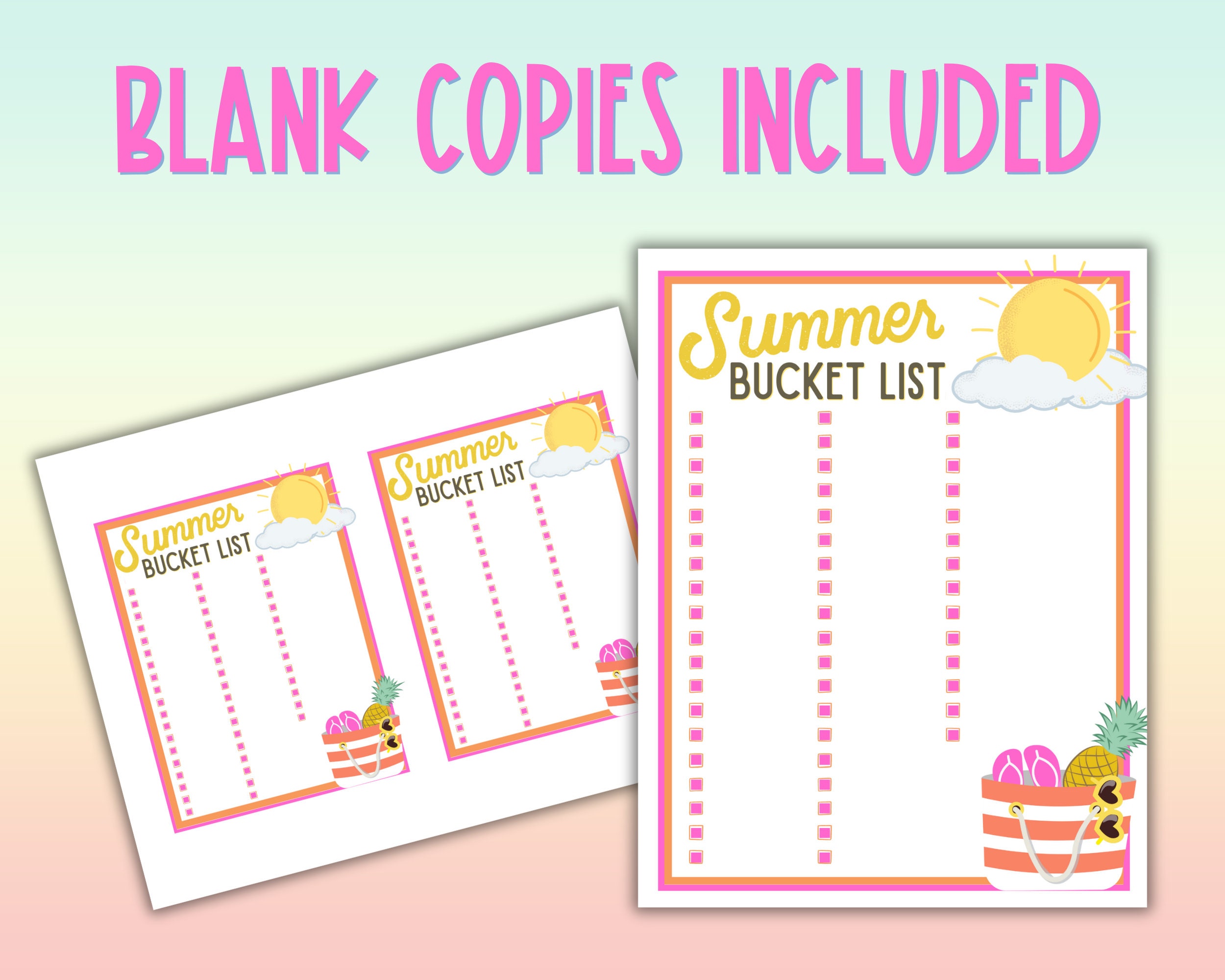 Summer Bucket List Printable Summer Activity Printable Summertime Game ...