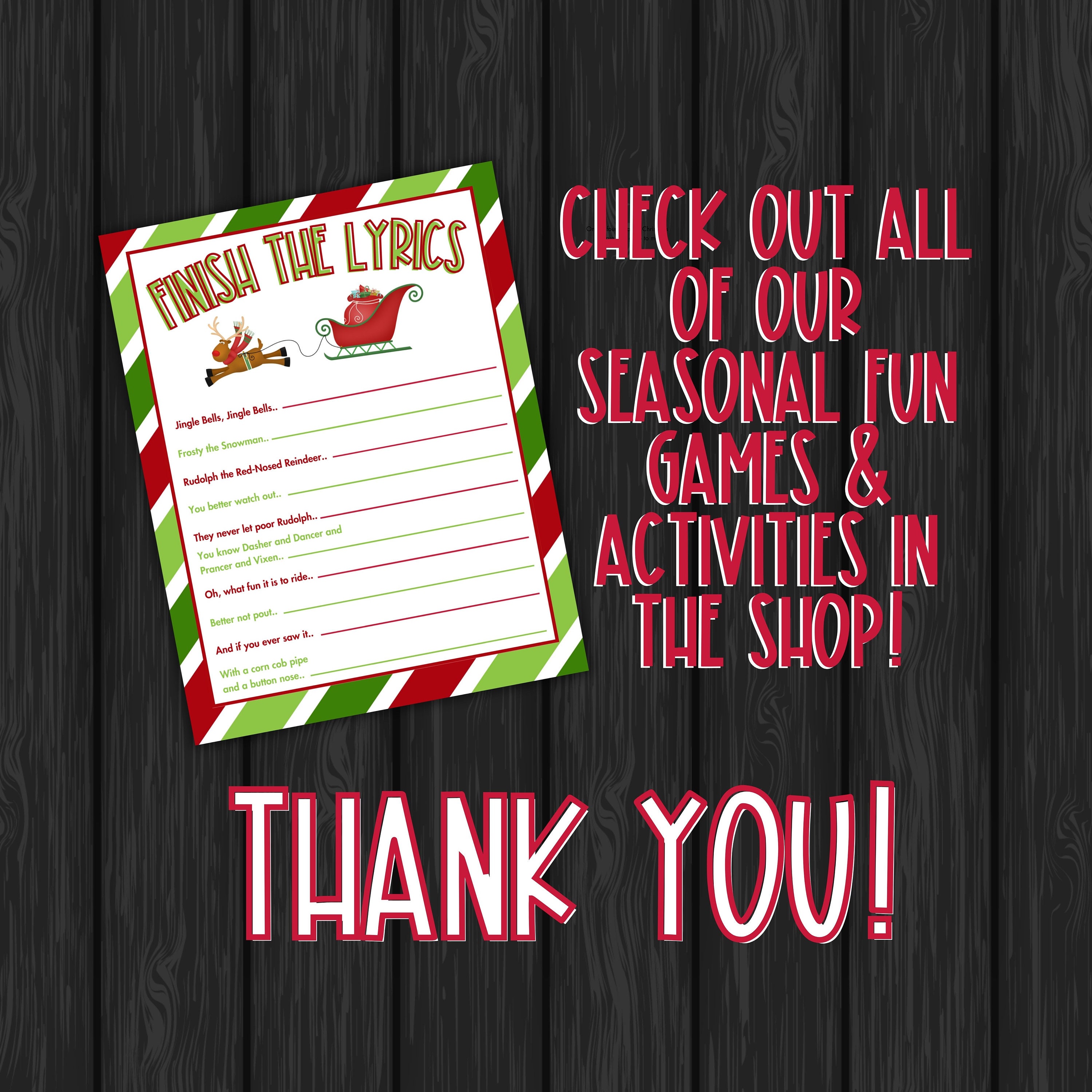 Christmas Finish the Lyrics Game Party Christmas Carols Game Finish the ...