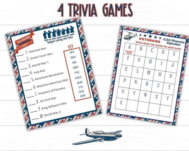 Veterans Day Games Trivia Games | Printable Veterans Day Military ...