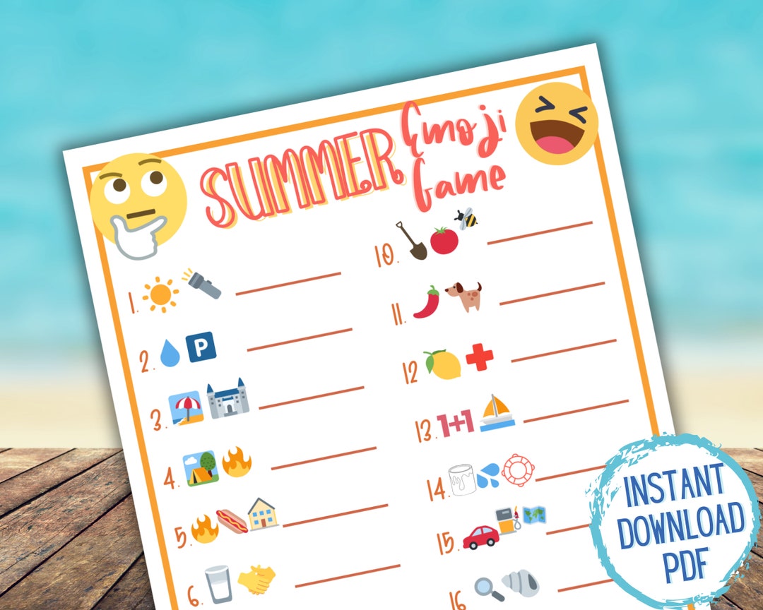 Summer Emoji Game | Printable Summer Emoji Game | Summer Games Kids ...