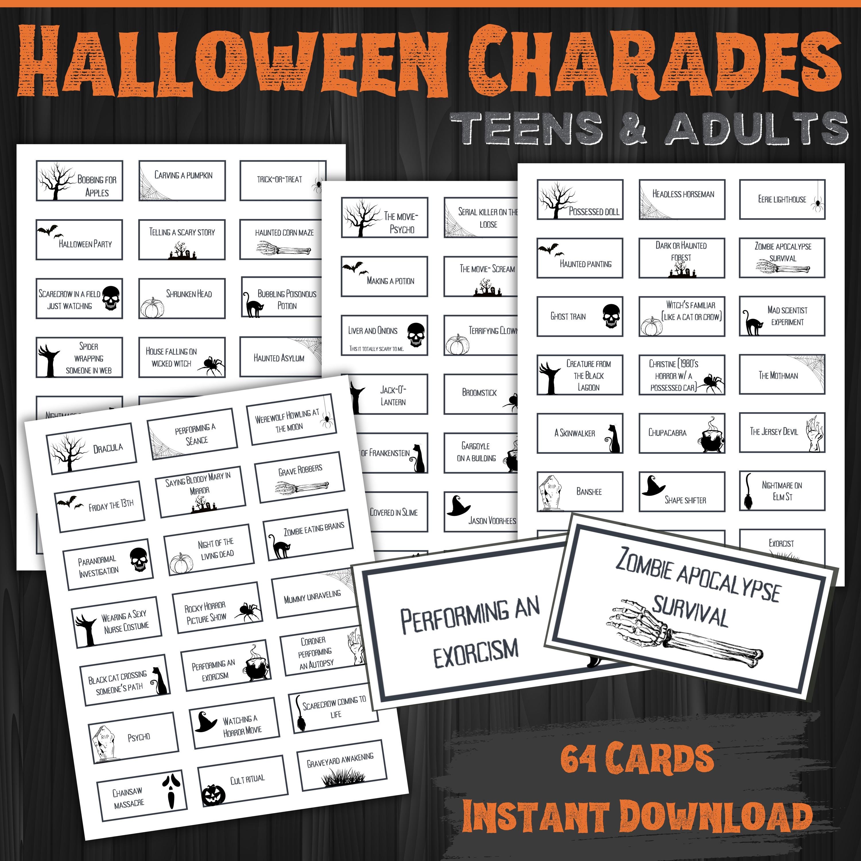 Halloween Charades | Teen Halloween Charades | 64 Halloween Charade ...