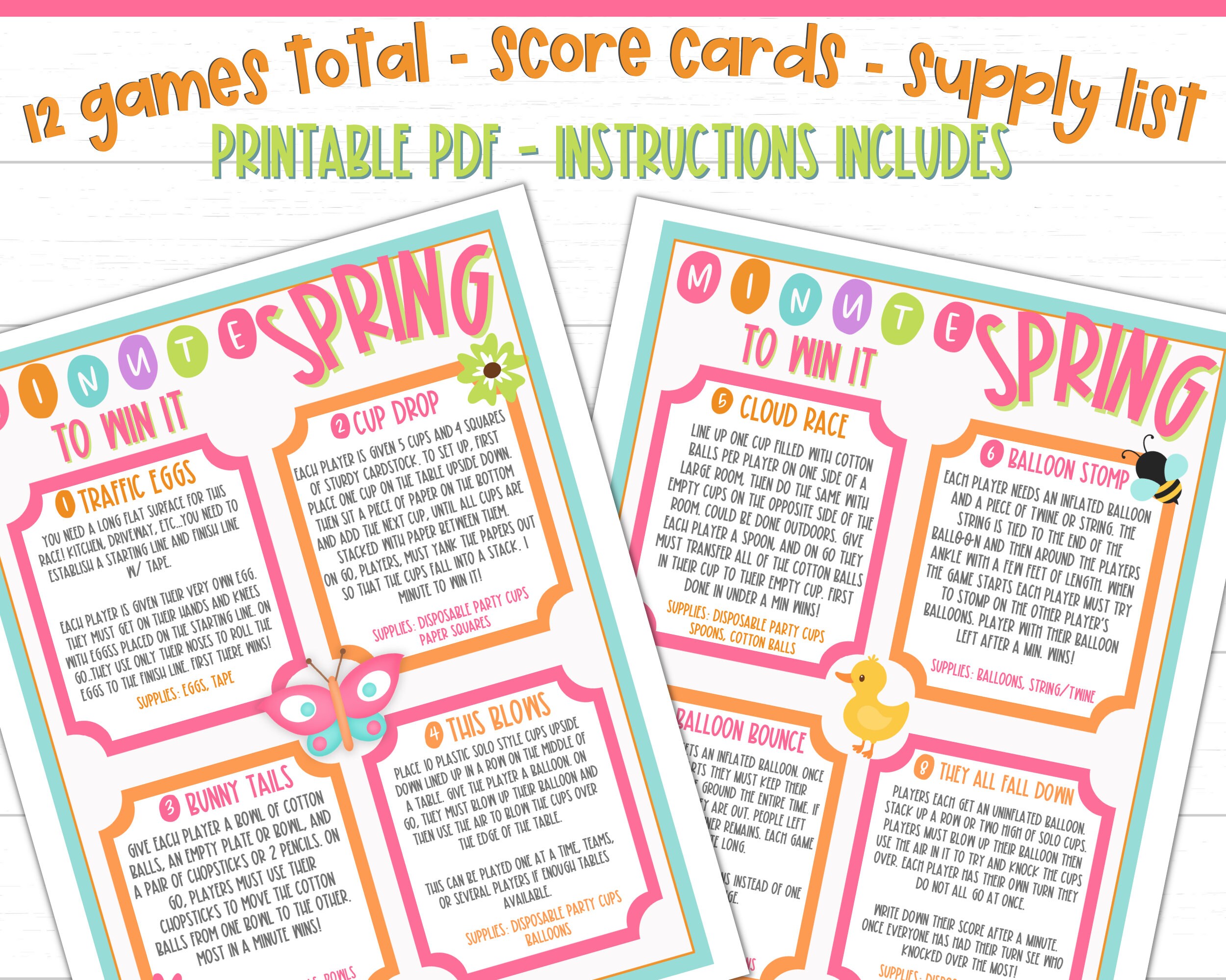 Spring Printable Game | Spring Minute to Win It | Kids Spring ...