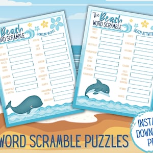 Beach Word Scramble Set | Printable Summer Word Scramble | Kid | Teen ...