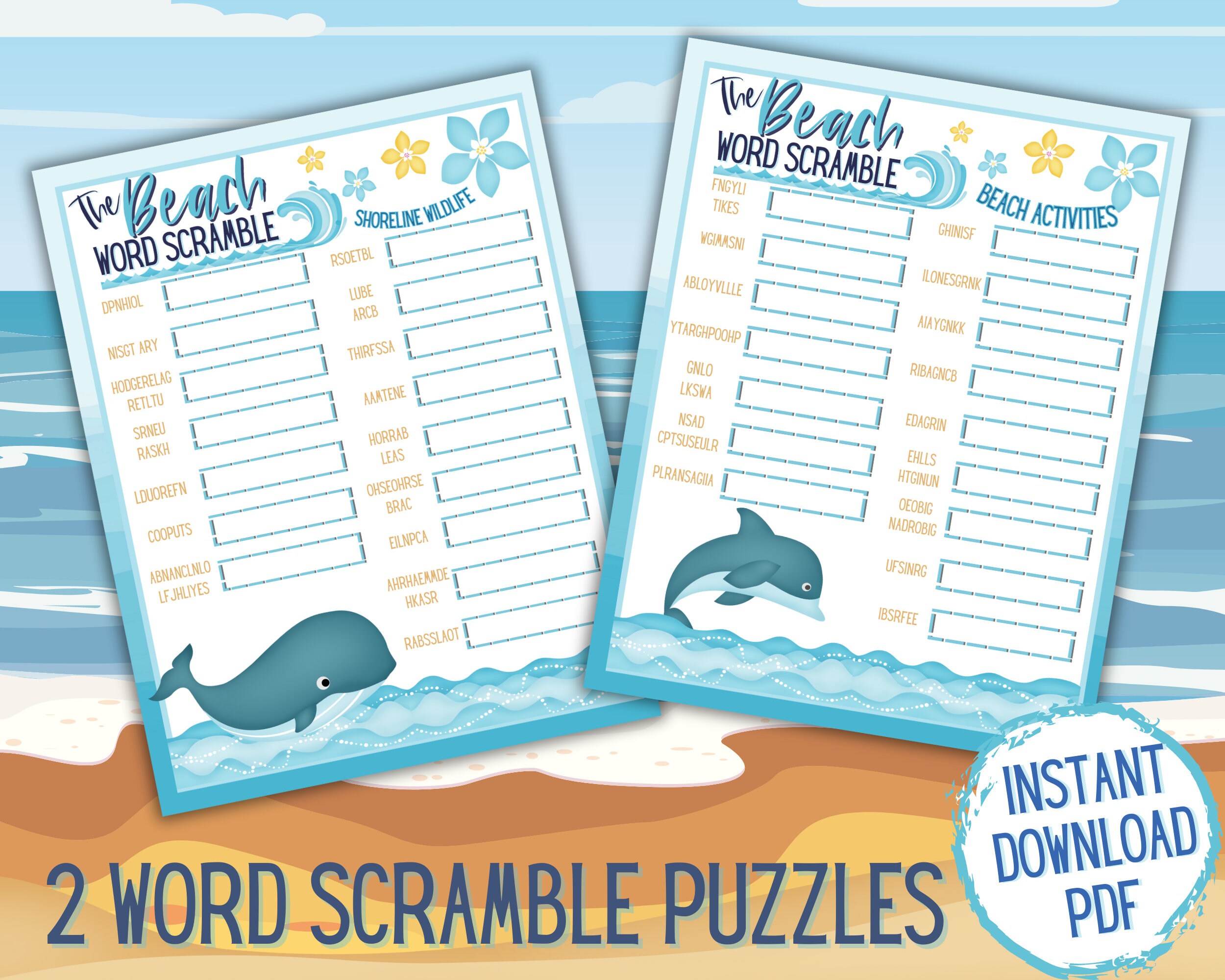 Beach Word Scramble Set | Printable Summer Word Scramble | Kid | Teen ...