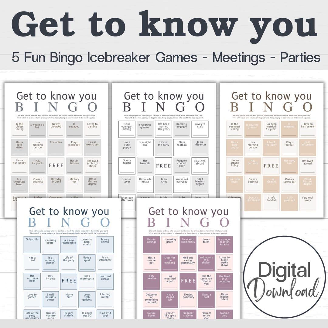 Get to Know You Bingo | Find Someone Who | Coworker Bingo | Get to Know ...