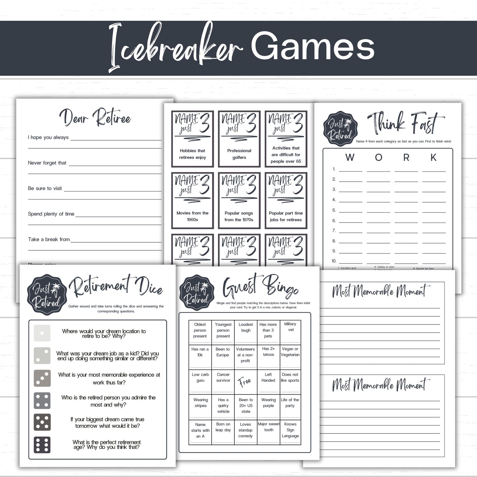 Retirement Games, Printable Retirement Party Games, Retiree Games, 25 ...