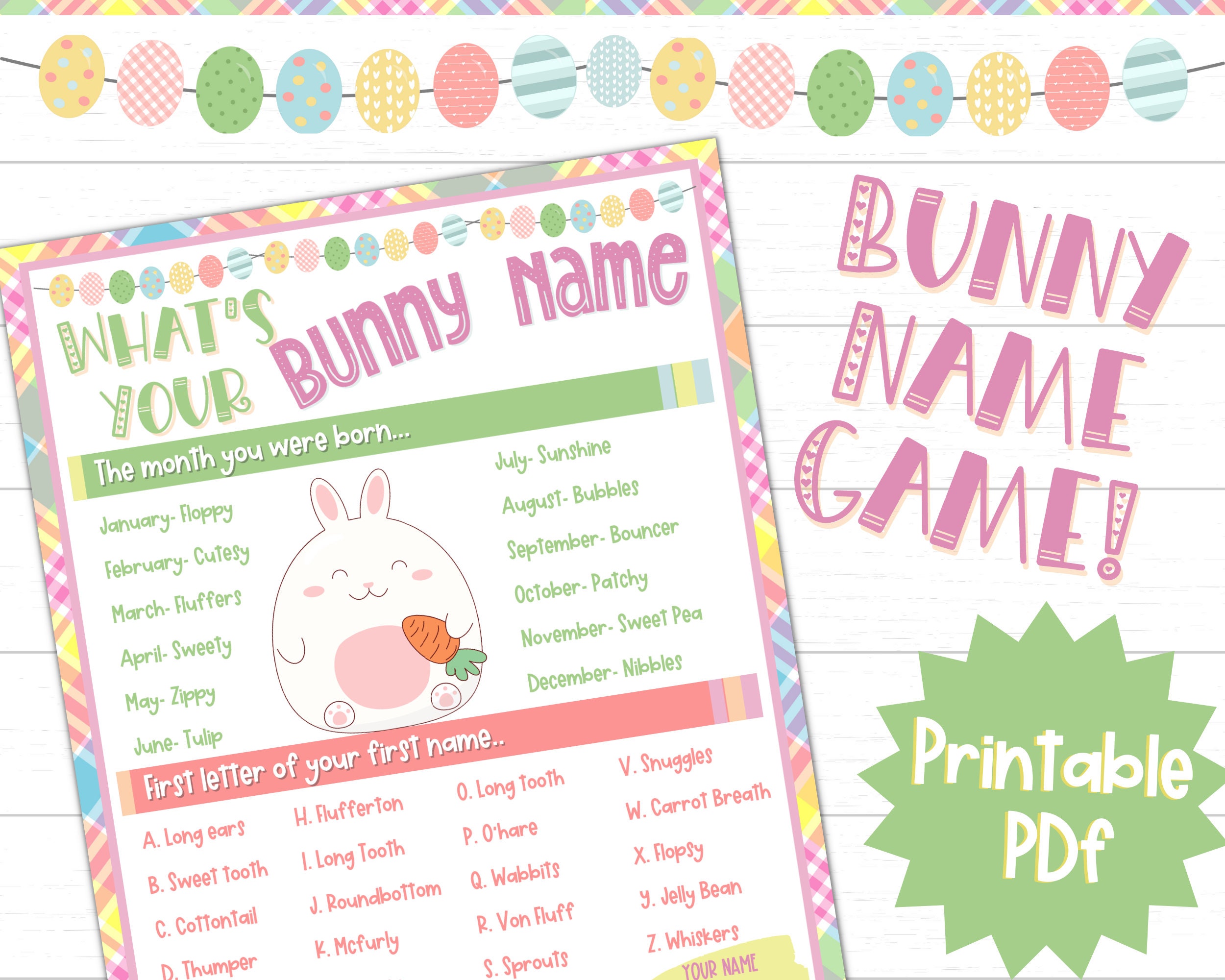 What's Your Bunny Name Printable Bunny Name Game Kids Easter Activities ...
