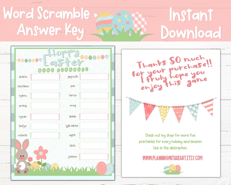 Easter Word Scramble | Easter Word Scramble for Kids | Easter Word Game ...