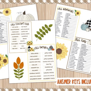 Fall Game Bundle, Autumn Game Bundle, Party Games, Fall Printable ...