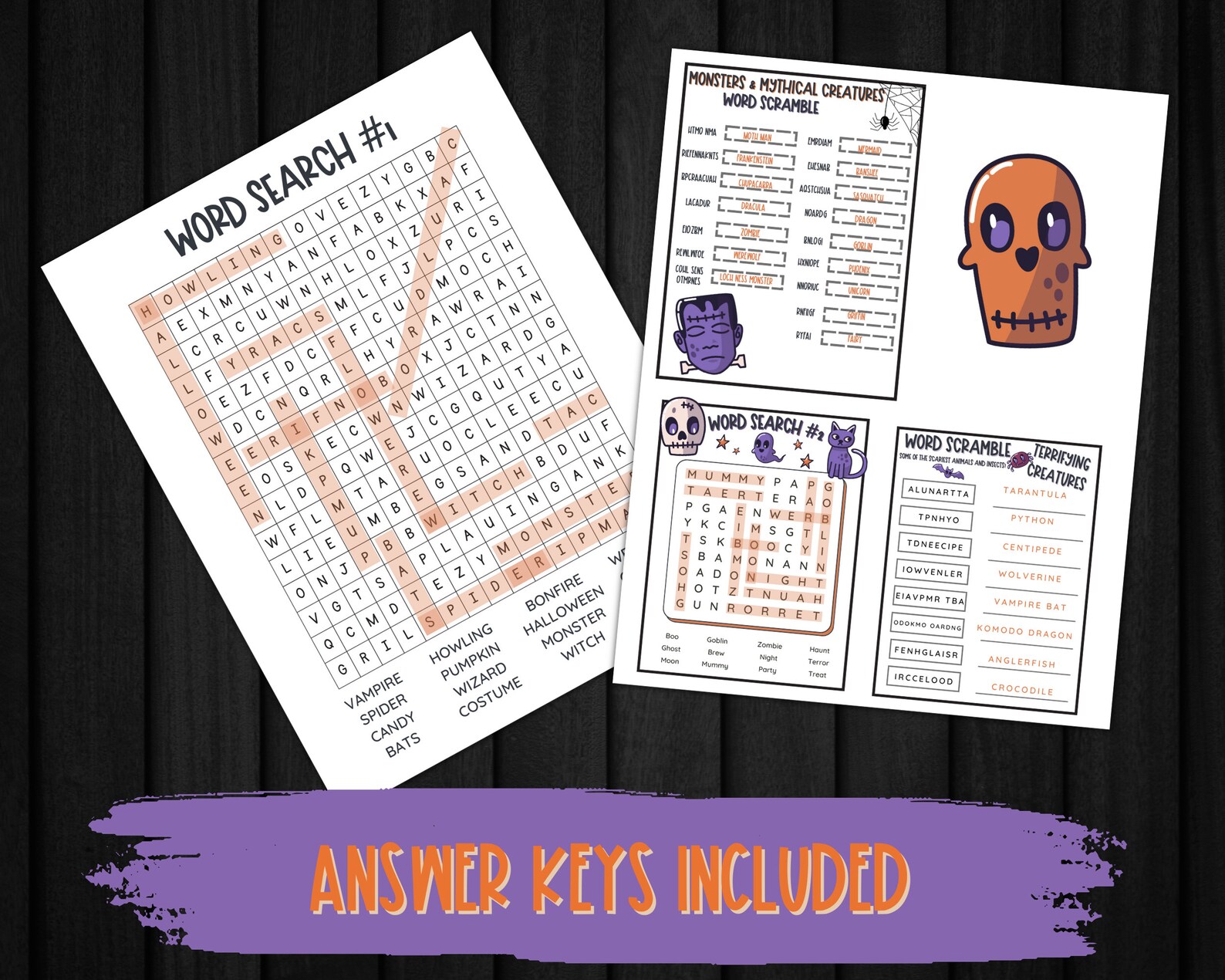 Printable Halloween Word Games, Halloween Word Scramble, Halloween Word ...