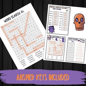 Printable Halloween Word Games, Halloween Word Scramble, Halloween Word ...