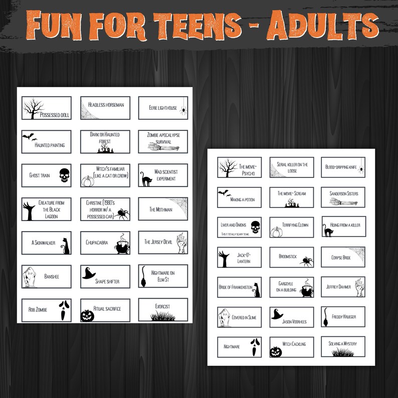 Halloween Charades | Teen Halloween Charades | 64 Halloween Charade ...