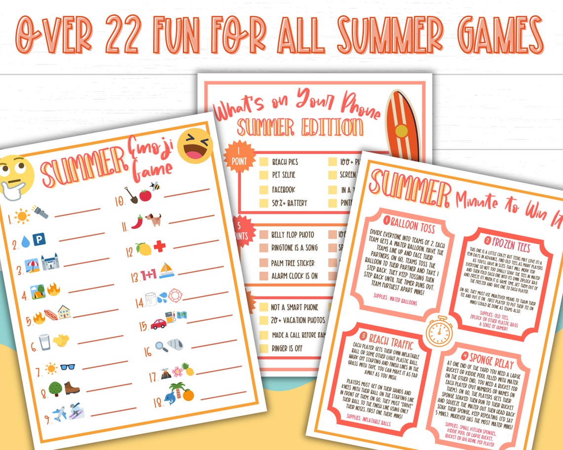 Summer Games | Printable Summer Game Bundle | Summer Games Kids Adults ...