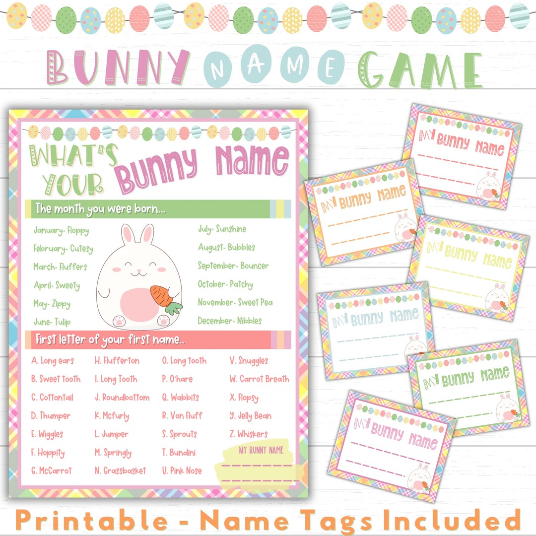 Cute Easter Printable, Bunny Name Game for Kids, Fun Easter Activities ...