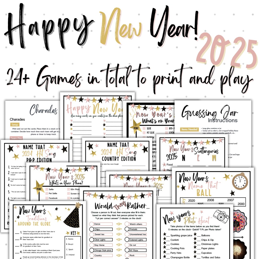New Years Eve Games | New Years Printable Games | NYE Party Games ...