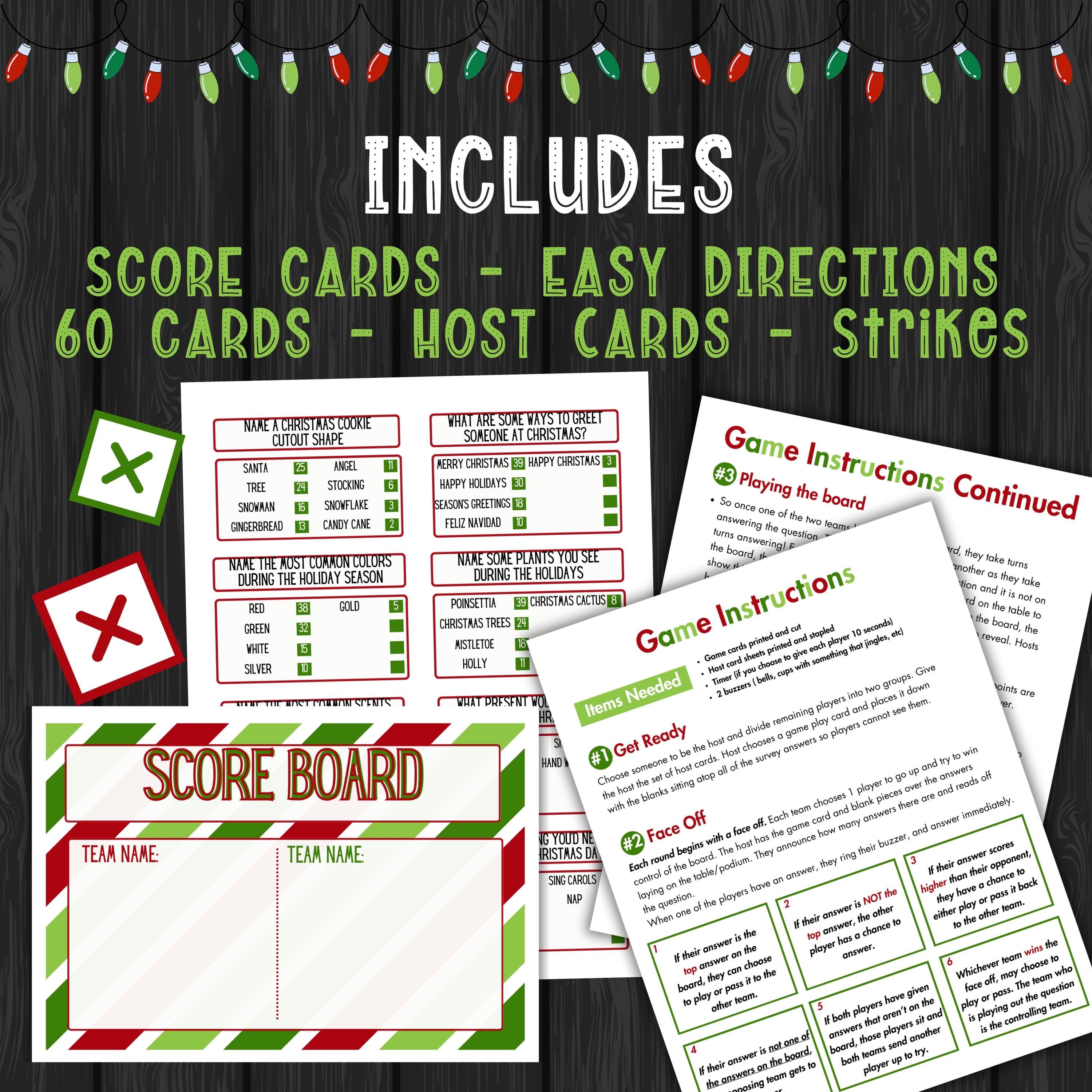 Christmas Family Feud, Printable Christmas Family Feud Game Bundle for ...