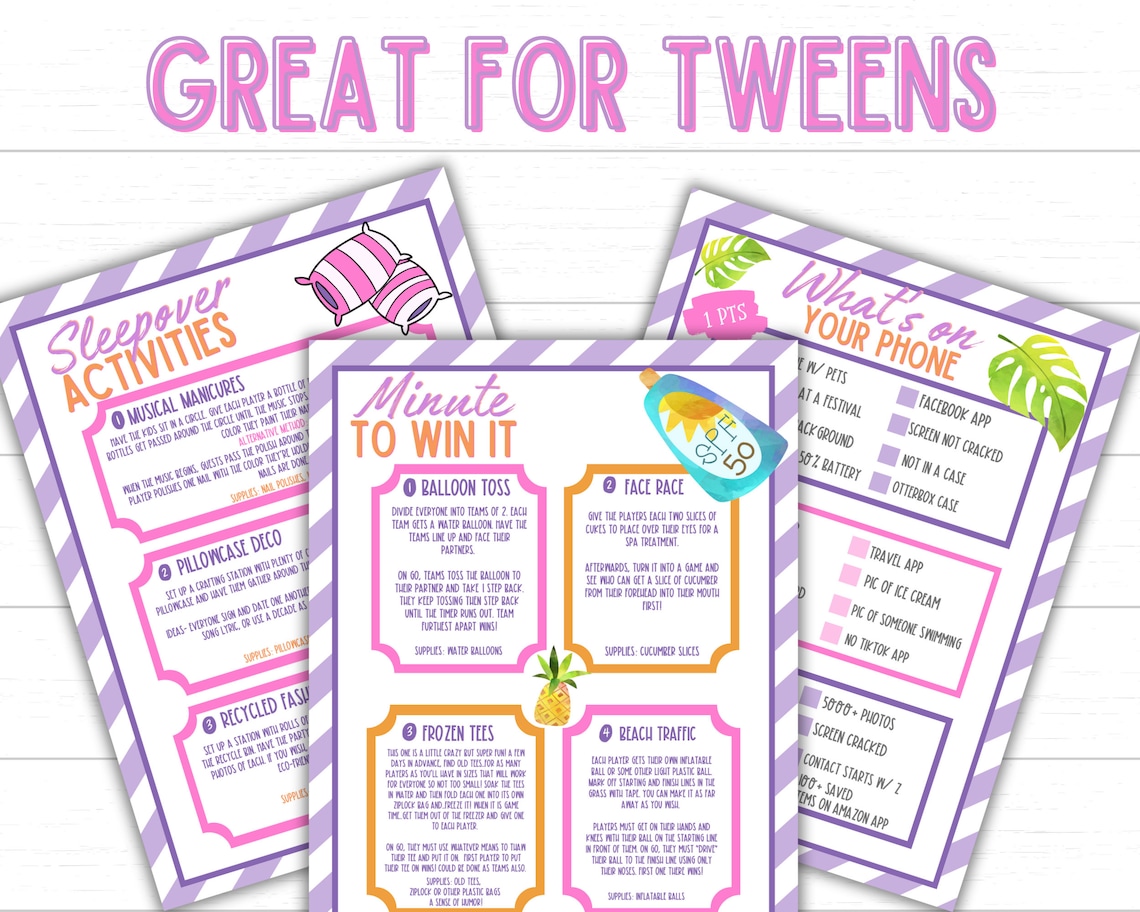 Sleepover Game Bundle Slumber Party Activity Pajama Party Games Tween ...